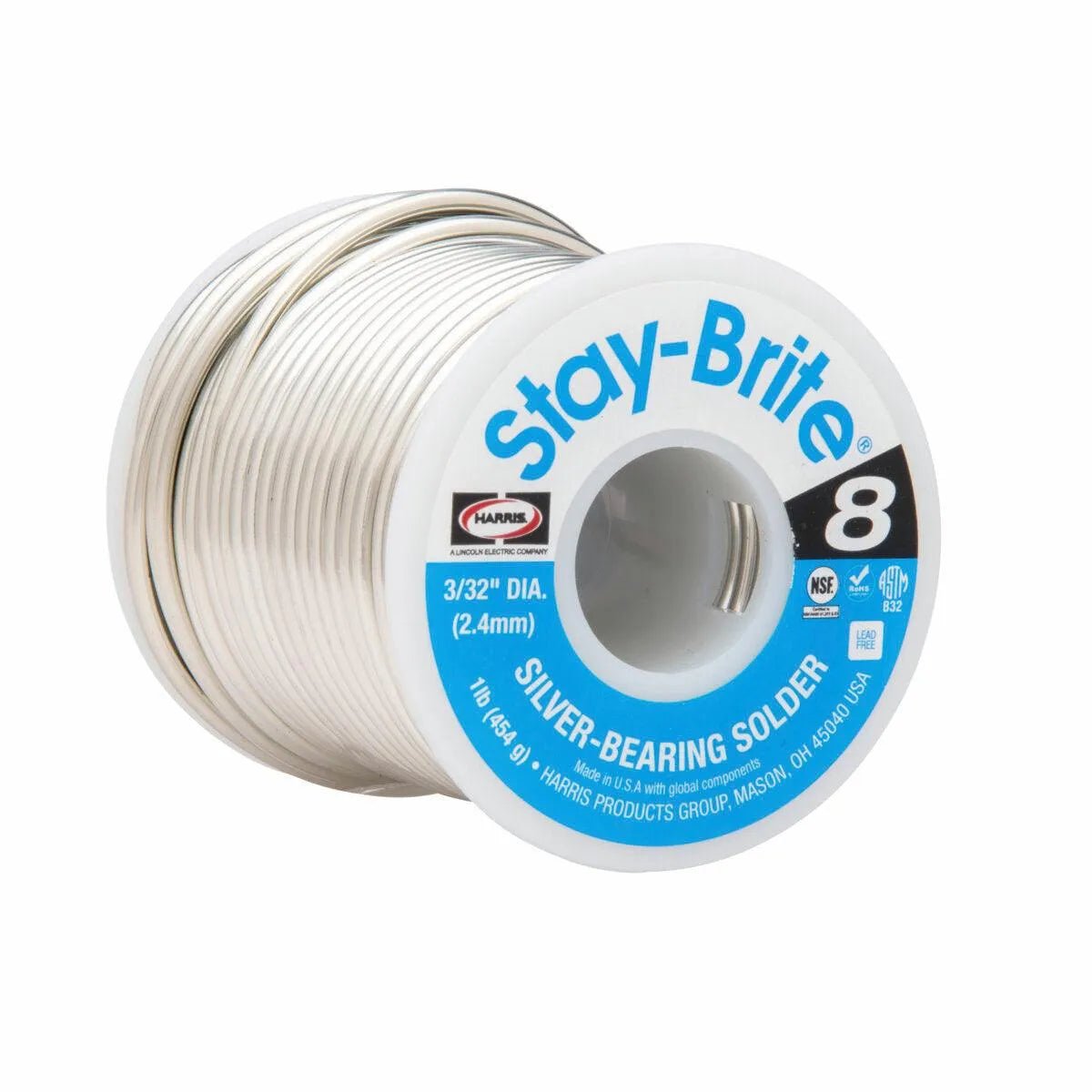 Harris SB831 Stay Brite 8 Lead-Free Solid Wire Solder - 1/16 in (1.6 m