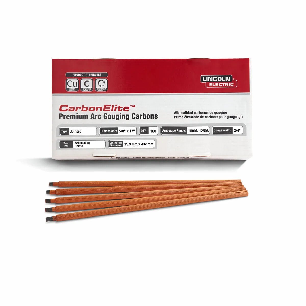 Lincoln CarbonElite Jointed Gouging Electrodes 5/8 in x 17 in KP3803-5 ...